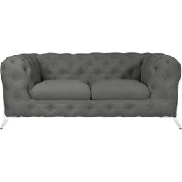 Home Affaire Chesterfield-Sofa &raquo;Amaury&laquo; aufw&auml;ndige Knopfheftung, moderne Chesterfield Optik, Fu&szlig;farbe w&auml;hlbar grau Struktur (100% Polyester9;Samtoptik