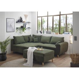 ED EXCITING DESIGN Ecksofa &raquo;Calanda L-Form&laquo; mit Hocker & 3 Zierkissen gr&uuml;n 92% Polyester, 8% Polyamid