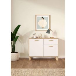 Andas Sideboard &raquo;Ikast, Stauraum, Schubladenschrank, Aufbewahrung&laquo; 2 T&uuml;ren und 1 Schublade, Breite 99 cm, H&ouml;he 73 cm wei&szlig; Spanplatte
