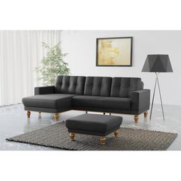 Sit & More sit&more Ecksofa &raquo;Orient 5 L-Form&laquo; mit Strass-Stein, wahlweise mit Bettfunktion und Bettkasten schwarz 100% Polyester