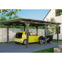 Skan Holz Einzelcarport &raquo;Emsland&laquo; Leimholz 341 cm dunkelgrau grau