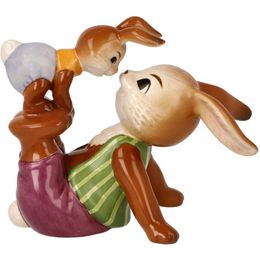 Goebel Osterhase &raquo;Frechdachs&laquo; Sammelfigur, Hasenvater mit Hasenkind bunt Steingut