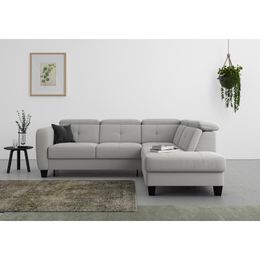Sit & More sit&more Ecksofa &raquo;Belluci L-Form&laquo; inklusive Federkern, wahlweise mit Bettfunktion und Bettkasten silber