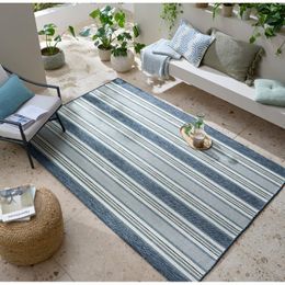 FLAIR RUGS Teppich &raquo;Roma Stripe&laquo; rechteckig 4 mm H&ouml;he Roma Stripe Indoor Outdoor-Teppichl&auml;ufer blau Kunstfaser