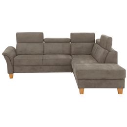 Home Affaire Ecksofa &raquo;Conville L-Form&laquo; Federkern, wahlweise mit Bettfunktion und Bettkasten bzw. Stauraum braun 100% Polyester