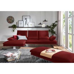 W.Schillig Ecksofa &raquo;broadway, Designsofa mit tollem Sitzkomfort, L-Form&laquo; Sitztiefenverstellung, Kopfteil- & Seitenteilverstellung, Breite 291cm rot 
