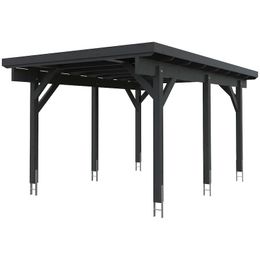 Kiehn-Holz Einzelcarport &raquo;KH 300 / KH 301&laquo; Leimholz 275 cm anthrazit Stahl-Dach, versch. Farben grau