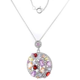 Vivance Damen Kette mit Anh&auml;nger &raquo;Multicolor Edelsteine&laquo; silber