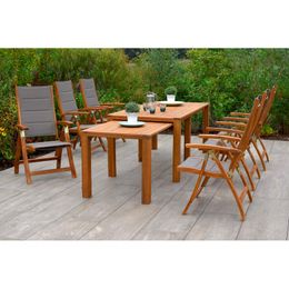 Merxx Garten-Essgruppe &raquo;Acapulco&laquo; 7 Stk. tlg. beige Massivholz, Polyester