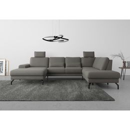 Sit & More sit&more Wohnlandschaft &raquo;Cinturo U-Form&laquo; inklusive Sitztiefenverstellung und Federkern, Sitzh&ouml;he 48 cm grau