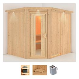 Karibu Sauna &raquo;Marit&laquo; Set, Ofen 9 kW integr. Strg beige