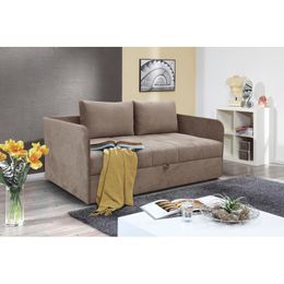 Alina Schlafsofa &raquo;Marla&laquo; inkl. Stauraum und 2 R&uuml;ckenkissen braun Struktur fein XBO (100% Polyester)