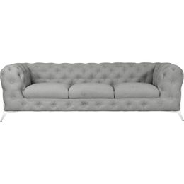Home Affaire Chesterfield-Sofa &raquo;Amaury&laquo; aufw&auml;ndige Knopfheftung, moderne Chesterfield Optik, Fu&szlig;farbe w&auml;hlbar silber Struktur (100% Polyester9;