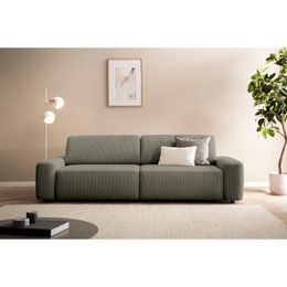 Home Affaire 3-Sitzer &raquo;TORGE (257cm), Sofa,Schlafsofa in Cord, Samtvelours, Struktur fein&laquo; rundes Design, Schlaffunktion u. Bettkasten, Liegefl&auml;che: 