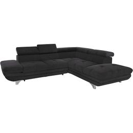 COTTA Ecksofa &raquo;Enterprise L-Form&laquo; mit Arm- & Kopfteilverstellung, wahlweise mit Bettfunktion schwarz Struktur (100% Polyester );Chenille (90% 
