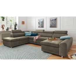 Sit & More sit&more Wohnlandschaft &raquo;Riva U-Form&laquo; wahlweise mit Bettfunktion grau Struktur (100% Polyester);Flachgewebe (100% Polyester);Luxus-Microfaser (100% 