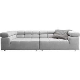 Home Affaire Big-Sofa &raquo;Ancona B/T/H: 290/110/70 cm&laquo; auff&auml;llige Steppung, inkl. 2 Zierkissen und verstellbaren Kopfst&uuml;tzen grau