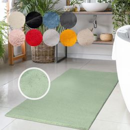 Carpet City Badematte &raquo;Topia Mats, Badteppich uni&laquo; H&ouml;he 14 mm rutschhemmend beschichtet strapazierf&auml;hig Hochflor, Kaninchen Haptik, Polyester, Badezimmerteppich, 