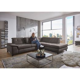 Die PlanBar Ecksofa &raquo;MP-IN18012 L-Form mit Kaltschaum-Polsterung&laquo; wahlweise mit Funktion grau 100% Polyester