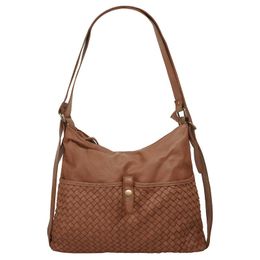 Samantha Look Damen Shopper echt Leder, Made in Italy braun
