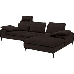W.Schillig Ecksofa &raquo;valentinoo, Designsofa, bequem, elegant und zeitlos, L-Form&laquo; inklusive Hocker, mit Sitztiefenverstellung, Breite 299 cm braun 
