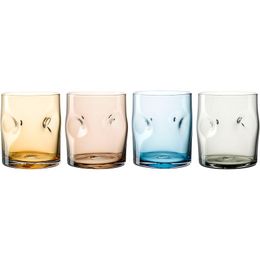 Leonardo Gl&auml;ser-Set &raquo;Trinkglas VESUVIO, 300 ml, 4er-Set&laquo; konische Form, markantes Design - mit Einquetschungen bunt Glas