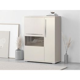 OTTO home Highboard &raquo;Piano Vitrine&laquo; (H/B/T): 123/90/40,2cm, UV lackiert, Soft-Close Funktion beige Spanplatte