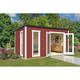 Nordic Holz Gartenhaus &raquo;Palermo 4&laquo; mit gro&szlig;en Glasfl&auml;chen rot Holzwerkstoff
