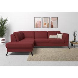 Sit & More sit&more Ecksofa &raquo;Olsen L-Form&laquo; inklusive Sitztiefenverstellung, wahlweise mit Bettfunktion, 15cm hoch rot 100% Polyester