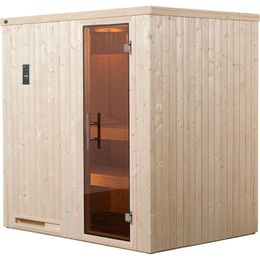 Weka Sauna &raquo;Halmstad&laquo; Set, 7,5 kW Bio-Ofen mit digitaler Steuerung beige