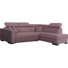 Home Affaire Ecksofa &raquo;Tulio L-Form&laquo; wahlweise mit Bettfunktion und Bettkasten, incl. 3 Zierkissen rot Struktur fein (100% Polyester);Struktur (100% 