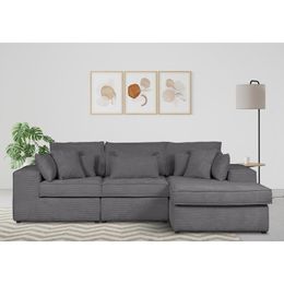 OTTO home Ecksofa &raquo;Florid L-Form&laquo; 3 Teile, bestehend aus Modulen, viele Bezugsqualit&auml;ten, auch in Cord grau Baumwollmix (60% Baumwolle/40% Leinen);