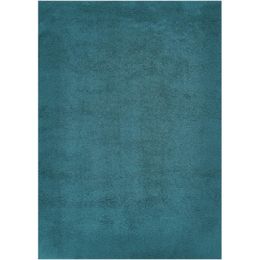 OTTO home Teppich &raquo;Santos&laquo; rechteckig 27 mm H&ouml;he Uni-Farben, sehr weicher Flor, fu&szlig;warm blau Polyester