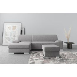 DOMO collection Ecksofa &raquo;Anzio L-Form, whlw. Bettfunktion, Federkern, hochwertig, Breite 271 cm&laquo; Mit Bettfunktion, Recamiere links, Samtoptik, grau 