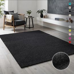Sanat Hochflor-L&auml;ufer &raquo;LOCA&laquo; rechteckig 30 mm H&ouml;he Wohnzimmer, Langflor, Shaggy, Schlafzimmer schwarz Kunstfaser