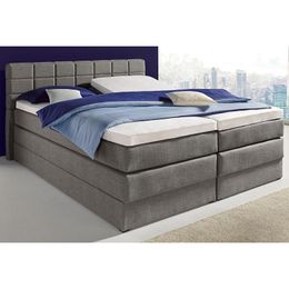 Hapo Boxspringbett mit Bettkasten grau Das Bett ist mit pflegeleichtem Feinstrukturstoff in Leinenoptik (100% Polyester) bezogen.;Die Oberseite der 