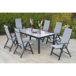 Merxx Garten-Essgruppe &raquo;Florenz&laquo; 7 Stk. tlg. grau Aluminium, Polyester