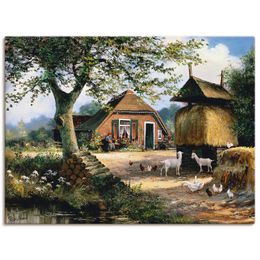 Artland Wandbild &raquo;Idyllische Farm mit H&uuml;hnern und Ziegen&laquo; Garten 1 Stk. tlg. als Leinwandbild, Poster in verschied. Gr&ouml;&szlig;en gr&uuml;n Leinwand