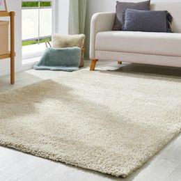 OTTO home Hochflor-Teppich &raquo;Canberra&laquo; rechteckig 40 mm H&ouml;he Uni Farben, weich & kuschelig, Wohnzimmer, Schlafzimmer beige Polypropylen (PP)