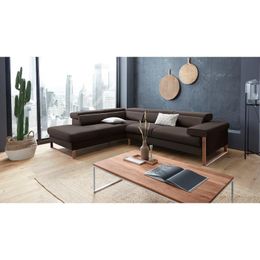 W.Schillig Ecksofa &raquo;finn, Designsofa mit tollem Sitzkomfort, bequem, L-Form&laquo; German Design Award 2016, Fu&szlig;gestell Nussbaum natur, Breite 281 cm braun 