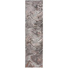FLAIR RUGS L&auml;ufer &raquo;Marbled&laquo; rechteckig 12 mm H&ouml;he dezenter Glanz, mehrfarbig, modernes Marmor-Design, Teppichl&auml;ufer rosa Kunstfaser
