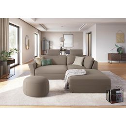 Sit & More sit&more Ecksofa &raquo;Cadabra L-Form&laquo; Breite 243 cm, inklusive Sitztiefenverstellung grau Samtoptik (100% Polyester);Soft clean (98% Polyester, 2% 