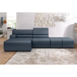 Egoitaliano Ecksofa &raquo;Babouche, Designsofa mit au&szlig;ergew&ouml;hnlichem Sitzkomfort zum Wohlf&uuml;hlen&laquo; grau Leder &raquo;BULL&laquo; (echtes Rindsleder). Geschliffenes, pigmentiertes 