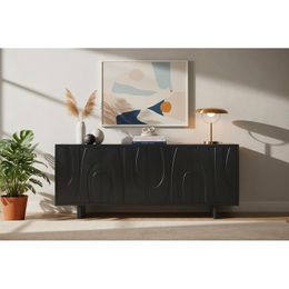 Sit Sideboard 1 Stk. tlg. mit Schnitzereien auf der Front schwarz Massivholz