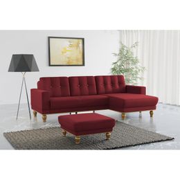 Sit & More sit&more Ecksofa &raquo;Orient 5 L-Form&laquo; mit Strass-Stein, wahlweise mit Bettfunktion und Bettkasten rot 100% Polyester