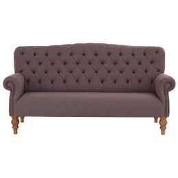 Home Affaire Chesterfield-Sofa &raquo;Lord&laquo; mit echter Chesterfield-Knopfheftung und Ziern&auml;geln braun Struktur fein (100% Polyester);Luxus-Microfaser 