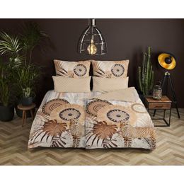 HIP Wendebettw&auml;sche &raquo;Raeni&laquo; 2 Stk. tlg. Mako-Satin, 135x200, Rei&szlig;verschluss, Wendeoptik, Mandala, Leopard Sand bunt Satin, Obermaterial: 100% 