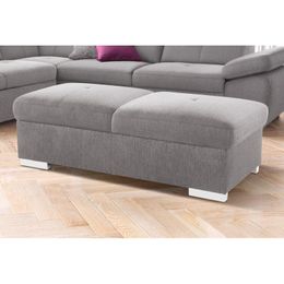 exxpo - sofa fashion Hocker &raquo;Spring Bankhocker, guter Sitzkomfort und tolle Verarbeitungsdetails&laquo; silber NaturLEDER (echtes Rindsleder) in Sitz und 
