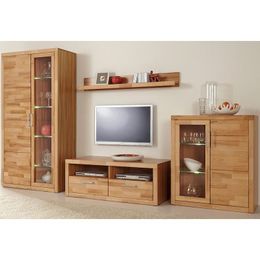 OTTO home Wohnwand &raquo;Logo,Fronten Massivholz,Korpus Holzwekstoff,viel Stauraum&laquo; Set, 4 Stk. tlg. braun Holz teilmassiv