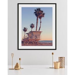 queence Bild &raquo;Denise&laquo; Foto Himmel Meer Meer Bilder Palmen Strand 1 Stk. tlg. HD Premium Poster-Druck inkl. Holzrahmen blau Acrylglas, Holz, Papier
